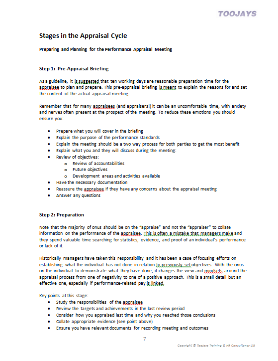 Performance Appraisal Skills - Skills Development Workbook – TOOJAYS ...