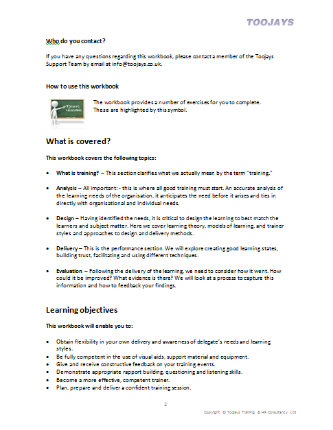 Train The Trainer - Skills Development Workbook – TOOJAYS Training & HR ...
